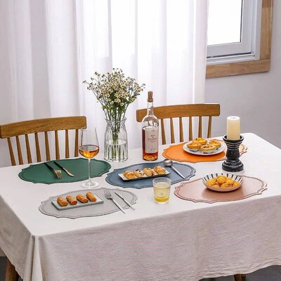 Leather Placemat Tableware Pad Irregular Retro Table Mat Hea