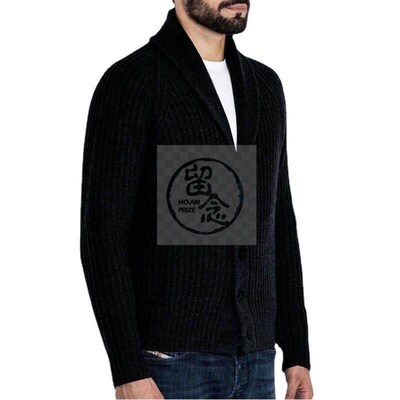 。Autumn and winter mens knitted sweater suit collar solid