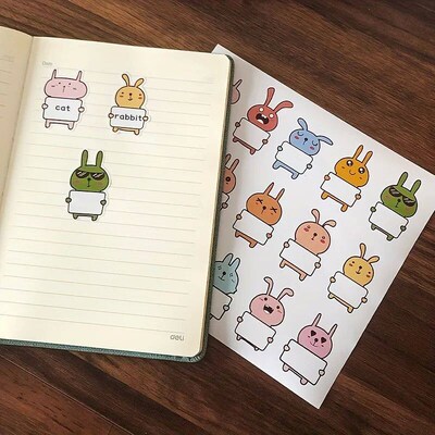 75pcs Cute animal name stickers Cute Rabbit Name Tags ers fo