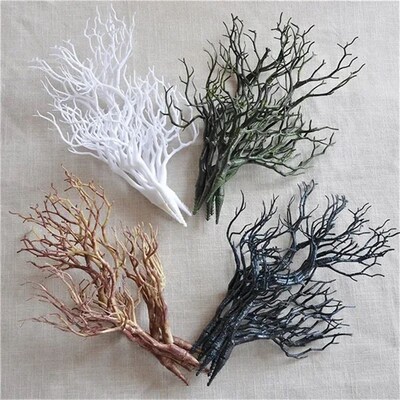 4pcs Artificial Plastic Dried Antlers Tree Branches Plant
