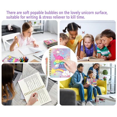 Pop Notebook for Kids, A5 Fidget Girls Diary Journal with 6