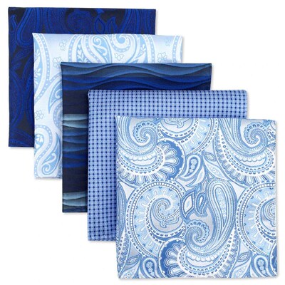 5 Pieces Mens Pocket Squares Wedding Handkerchiefs Set Fashi