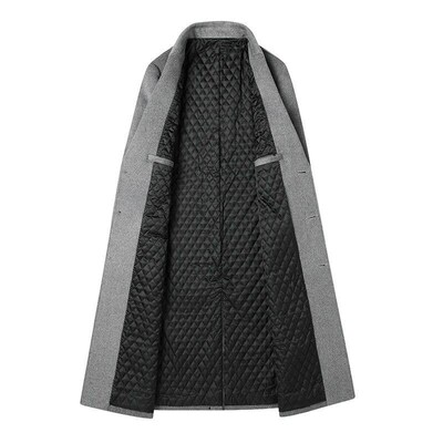 Winter Mens Woolen Coat Business Casual Long Overcoat Men T