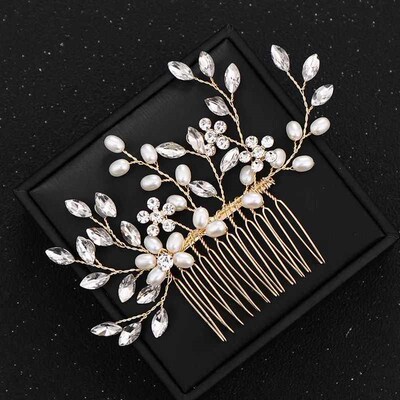1pc bridal headdress handmade pearl crystal hair comb weddin