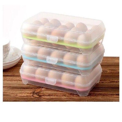 1PC Egg Storage Box 15 Grid Plastic Portable One Layer Egg