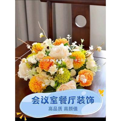 圆形酒店餐桌间装摆花餐厅桌桌hgc10265中花宴会饰花圆艺会议室桌