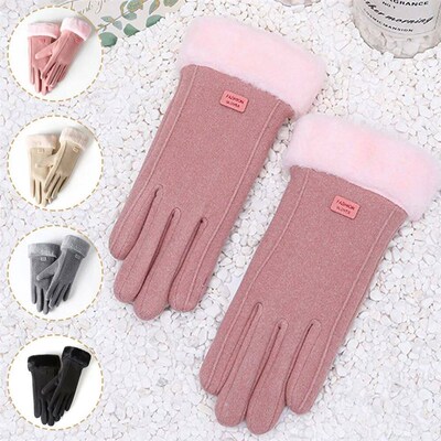 Women Winter Thick Plush Gloves Fashion Warm Thick Outdoor G