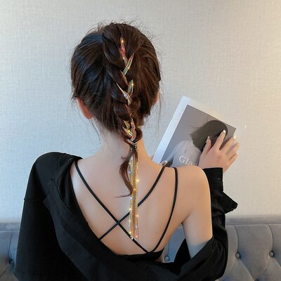 2021 New Flashing Diamond Chain Hairpin Braided Hair Headdre