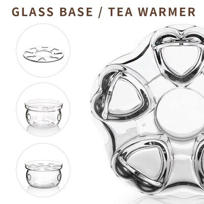 Heat-Resisting Teapot Warmer Base Clear Bolicate Glass R