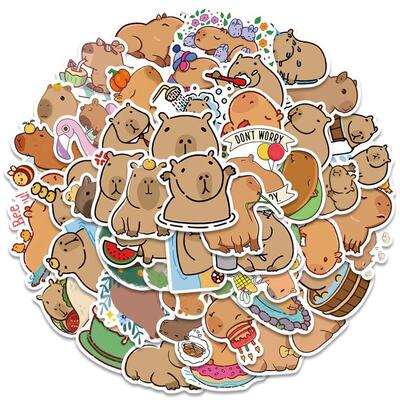 50/100PCS Plump Capybara Cartoon Cute Brown Animals Stickers