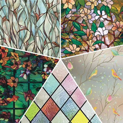 Magnolia Window Film Static Cling Heat-Control Privacy Prote
