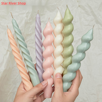 2PCS Twisted Pillar Candles Home Decorative Aromatherapy Lon