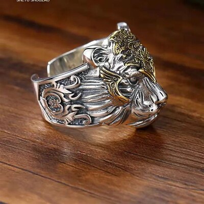 High Quality Fashion Creative Tiger Head Domineering Ring Ma