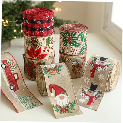 Christmas Tree Vine Satin ribbon Flower garland silk ribbon