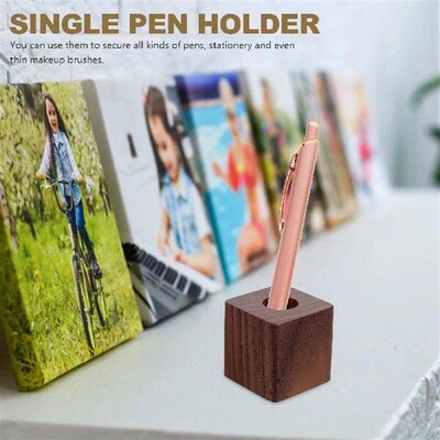 Pencil Holder Walnut Stand Wood Wooden Single Base Manicure
