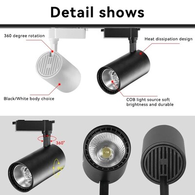 Track Light LED Ceiling Spot Lights COB Full Set 220V Rail L