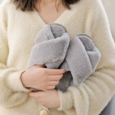 Winter Women House Slippers Faux Fur Fashion Warm Shoes Woma