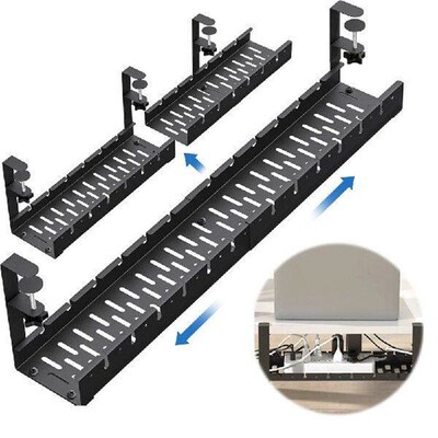 Under Desk Cable Management Tray Retractable Metal Cable
