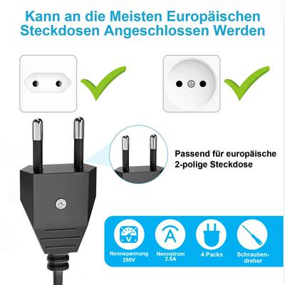 6/8pc EU European 2 Pin Male Plug AC Electric Power Socket A