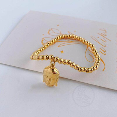 -Simple New Years Titanium Steel Brlet Female Buddha Statue