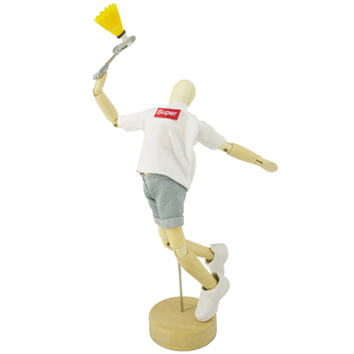 梧棣木人创意羽毛球主题装饰摆件精致羽毛球礼品木偶人关节可动