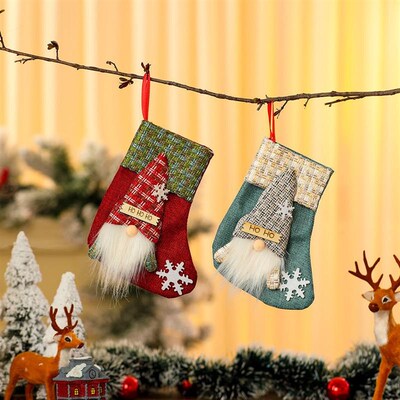 Burlap Christmas Stocking, Rustic Gift Bag & Candy Holder