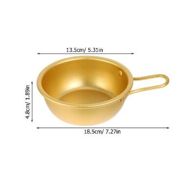 2Pcs Yellow Aluminum Rice Bowl Korean Style Ramen Soup Pot