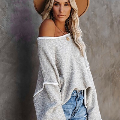 Fitshinling Vintage Oversized Sweater Women Patchwork Loose