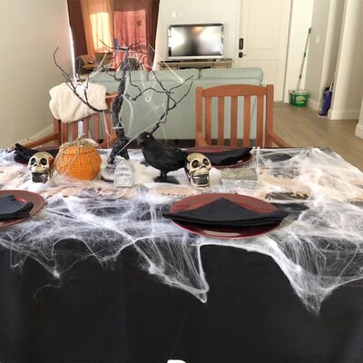 White Sretchy Cobweb Artificial Spider Web Halloween Decorat