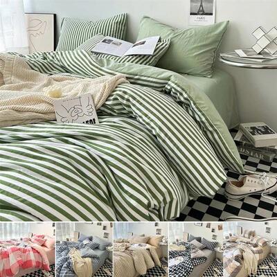 Stripe Bedding Comforter Set with Pillowcase bed sheet Singl