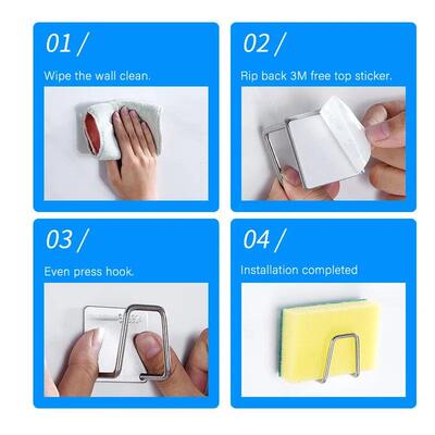 Kitchen Organizer Sponge Holder Soap Drying Rack Self Adhesi