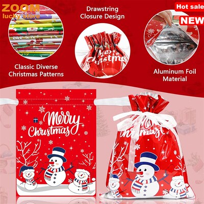30pcs Christmas Drawstring Gift Bags,Wrapping Bag decoration