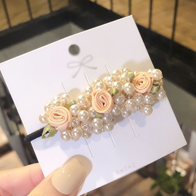 Korea Pearls Beaded Hair Scrunchies Ponytail Hair Tie Sweet