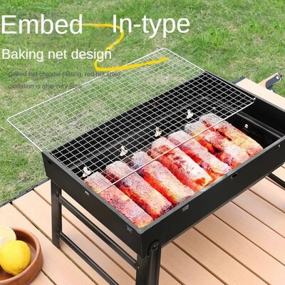Collapsible BBQ Grill Outdoor Portable Charcoal Fire Pit Ful