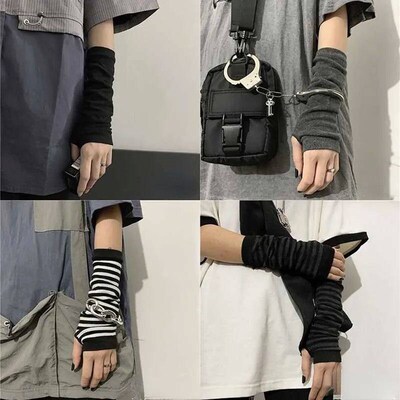 Hip Hop Gloves Long Fingerless Oversleeve Men and Women Knit