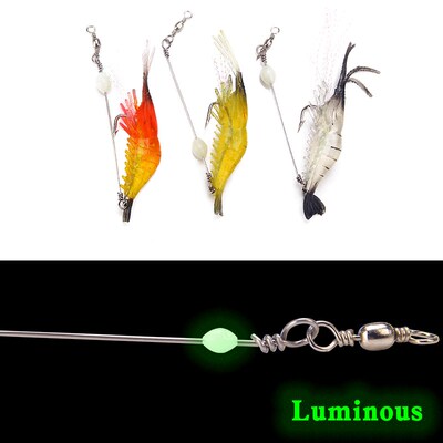 Hot lure lure lure with hook shrimp night light simulation