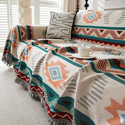 1pc Ethnic Sofa ver Dustproof Sofa Blanket Four Seasons Univ
