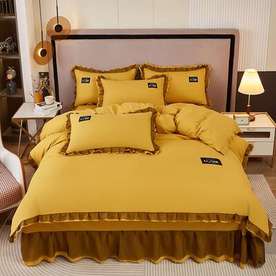 Cotton four-piece set thickened sanding quilt cover bed shee