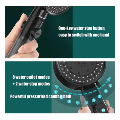 10 Spray Filtered Shower Head High-Pressure Handheld Water S