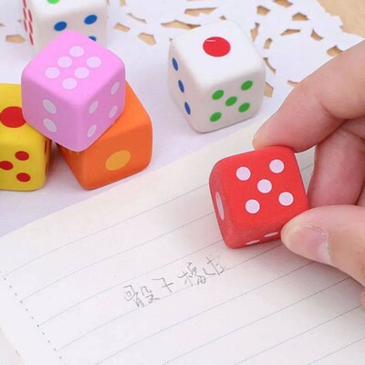 Cute 3 Pcs/set Novelty Dice Shaped Erasers 3D Candy Color Ru