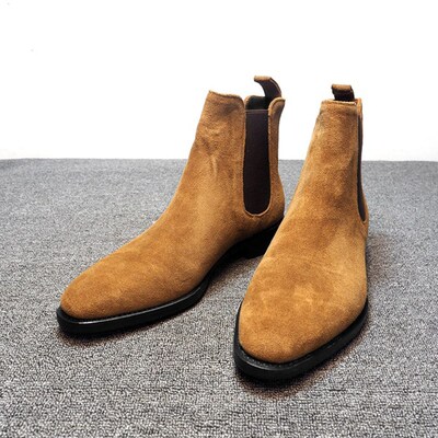 Chelsea Mens Boots Elastic Midcalf Suede Boots 4009 Imitatio