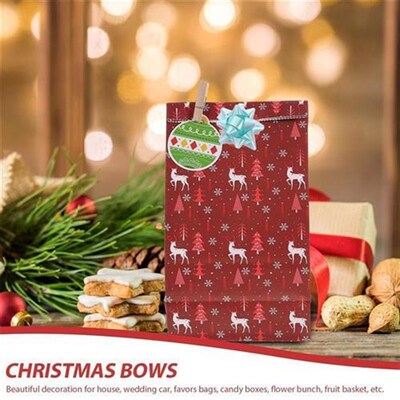 70/30pcs 2 Inch Christmas Wrap Ribbon Bows Gift Bows with St