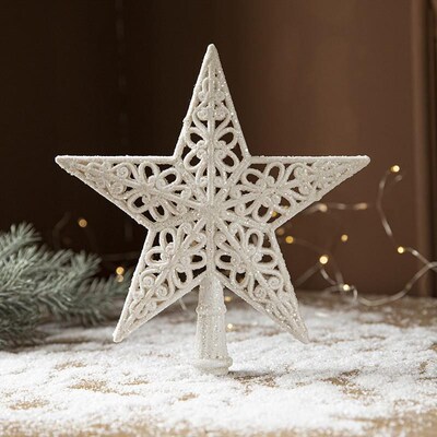 Glitter Hollow Star Christmas Tree Topper, 5-Point Design