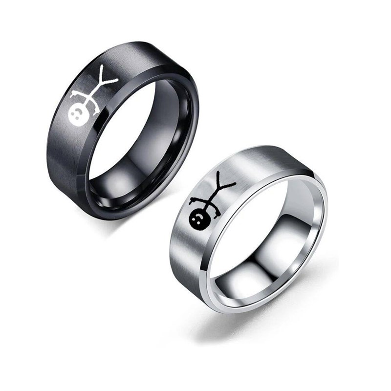 Hip Hop Stainless Steel Doodle Ring for Man Simple rend Funn