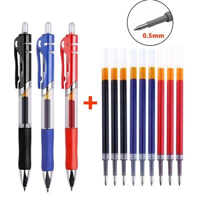 13Pcs Set Ballpen Retractable Gel Pens Black Red Blue Ink 0.
