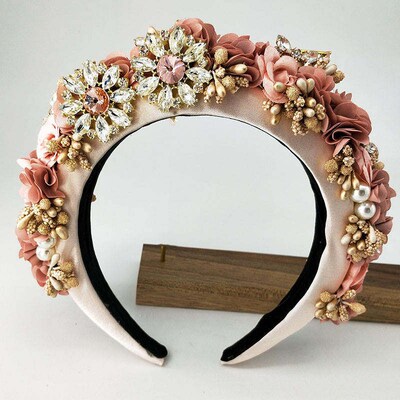 Fashion Flower Hairband For Women Compacted Crowns,Soft Crys