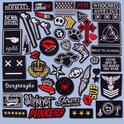 Non-ironing Black Self-adhesive Embroidered Badge Cloth Stic