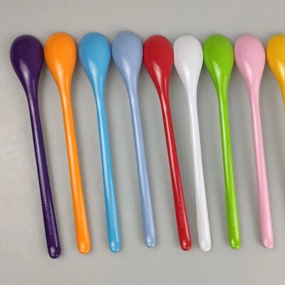 2pcs Colorful Plastic Long Handle Coffee Spoon Melamine Stir