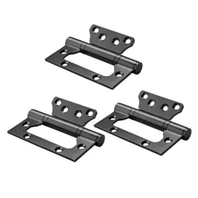 3 Pcs Black Hinge for Doors Thickened Mute Grooving Free