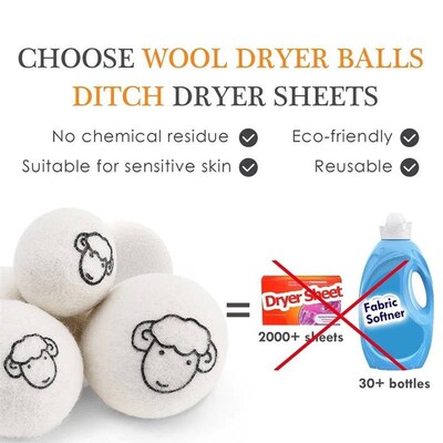 6/3/1pcs Wool Dryer Balls Reusable Fleece Laundry Ball Home